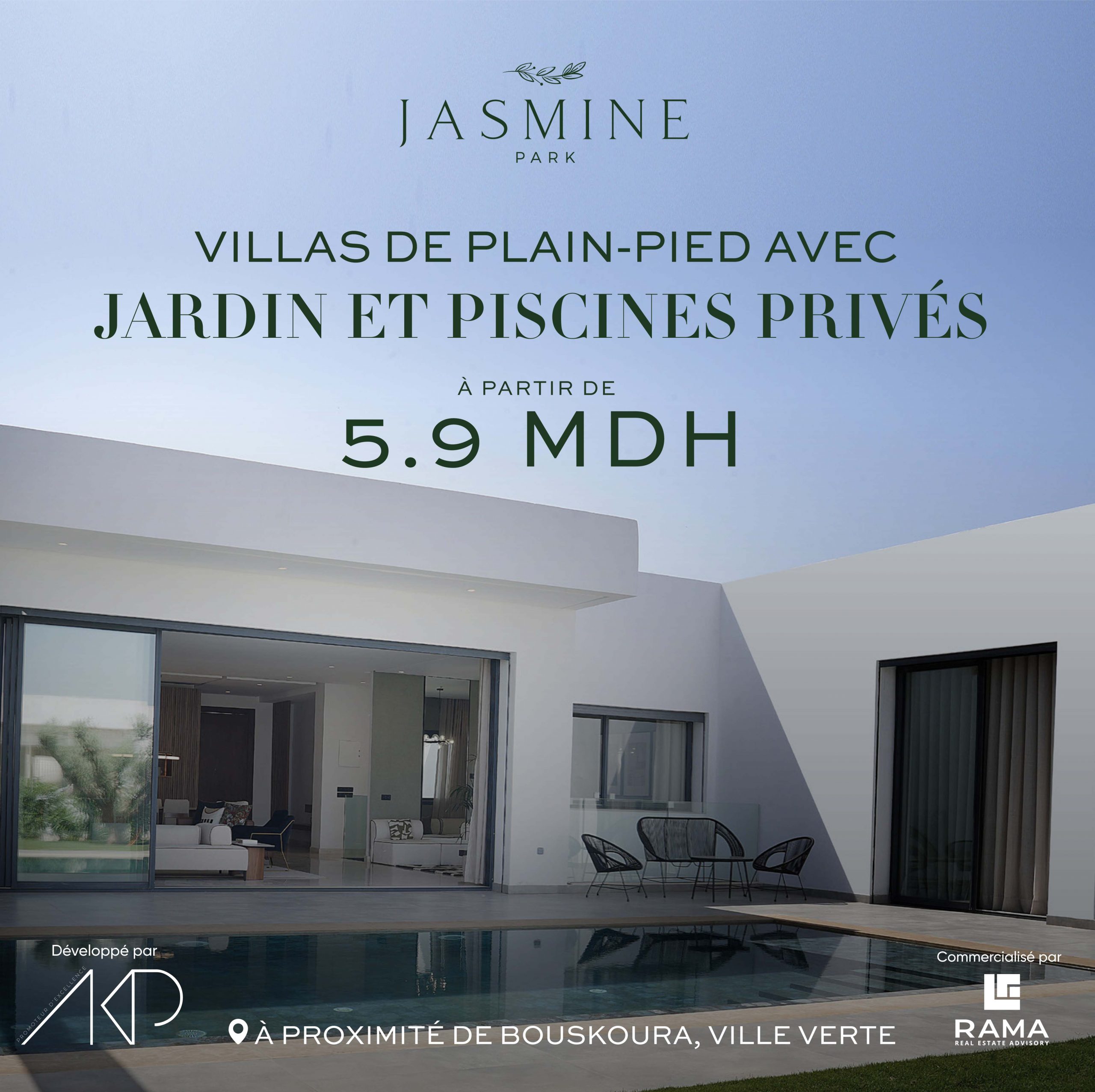 Jasmine Park – Villas de plain-pied à proximité de Bouskoura Ville Verte